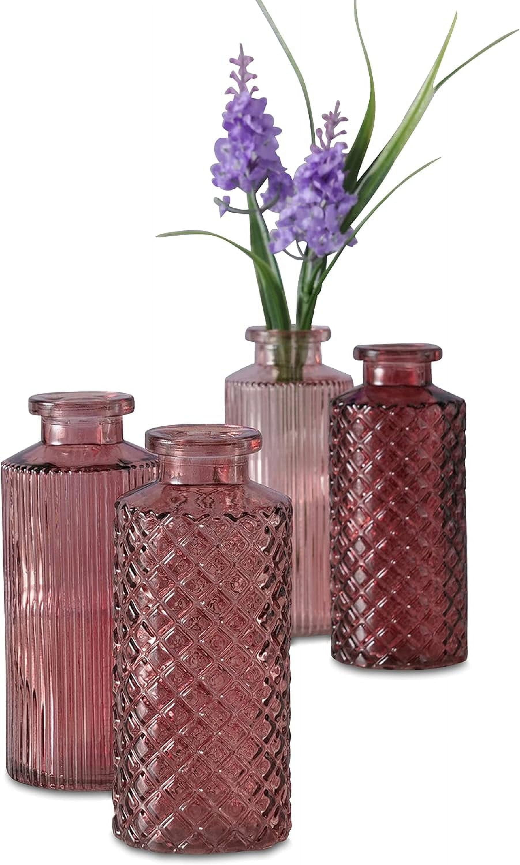 Modernist Home Rimmed Baby Bud Vases, Set of 4, Dark and Pale Rose Pink ...