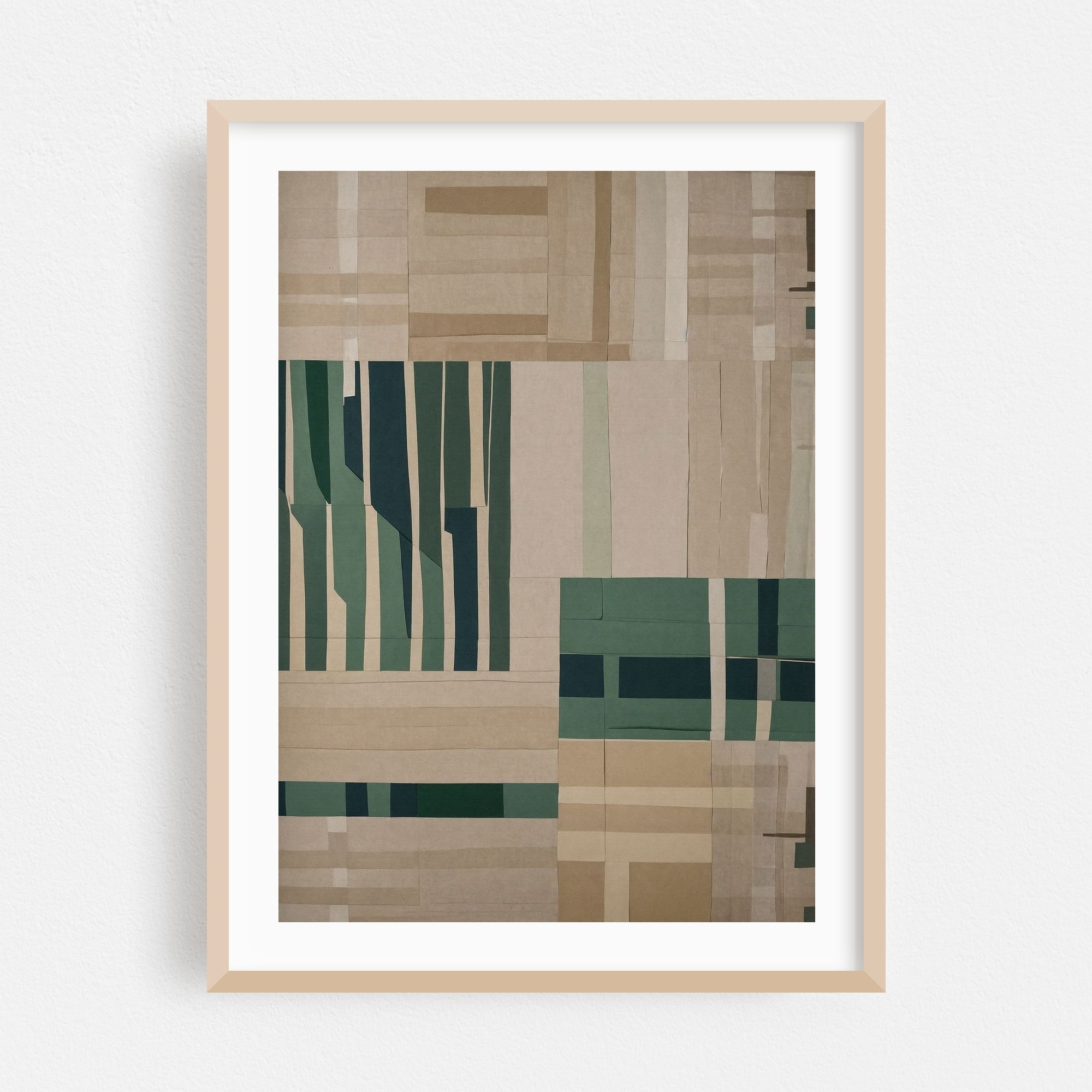 Modernist Paper Cut Collage - Collage Oak Framed Wall Art Print 20 x 30 ...
