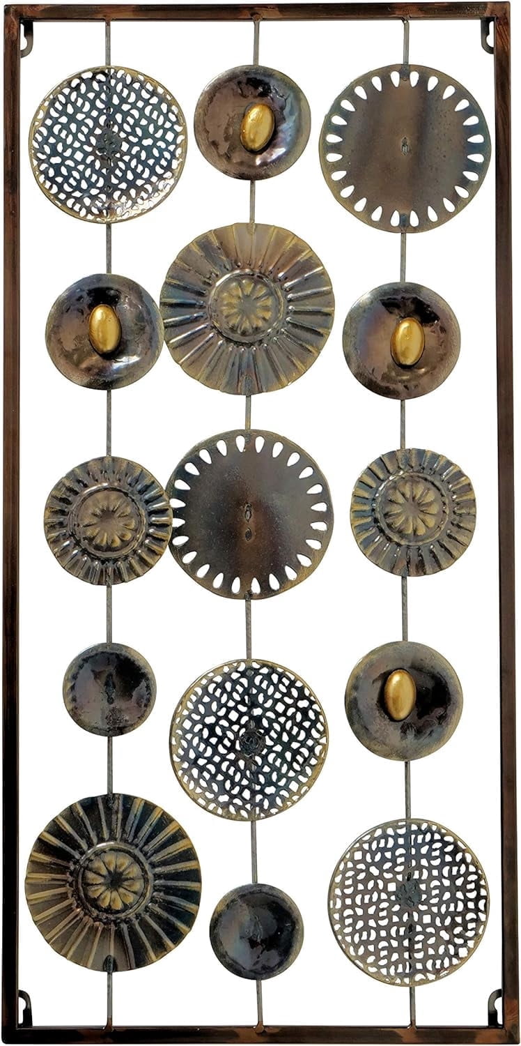 Abstract Floating Roundels Wall Sculpture, Rectangle, Framed, Metal ...