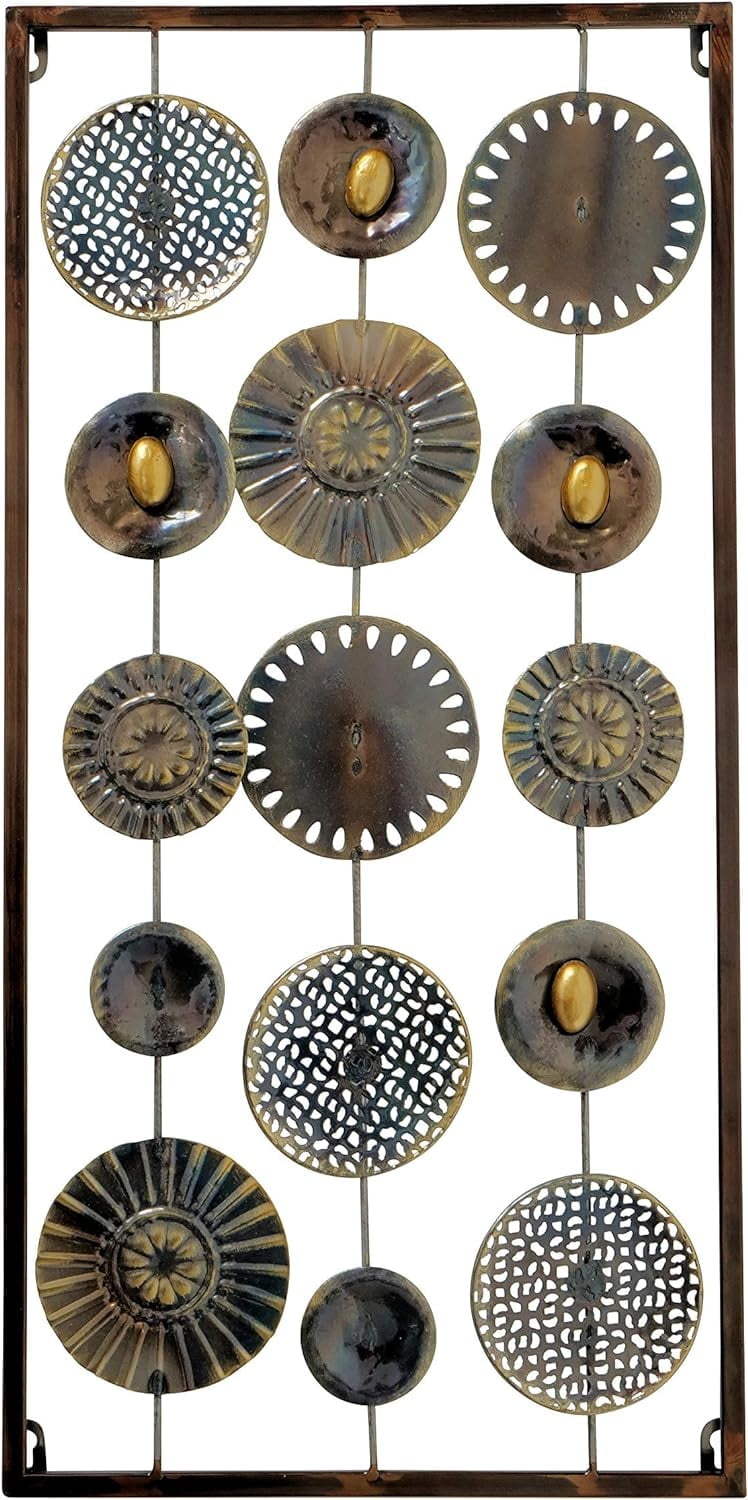 Abstract Floating Roundels Wall Sculpture, Rectangle, Framed, Metal ...