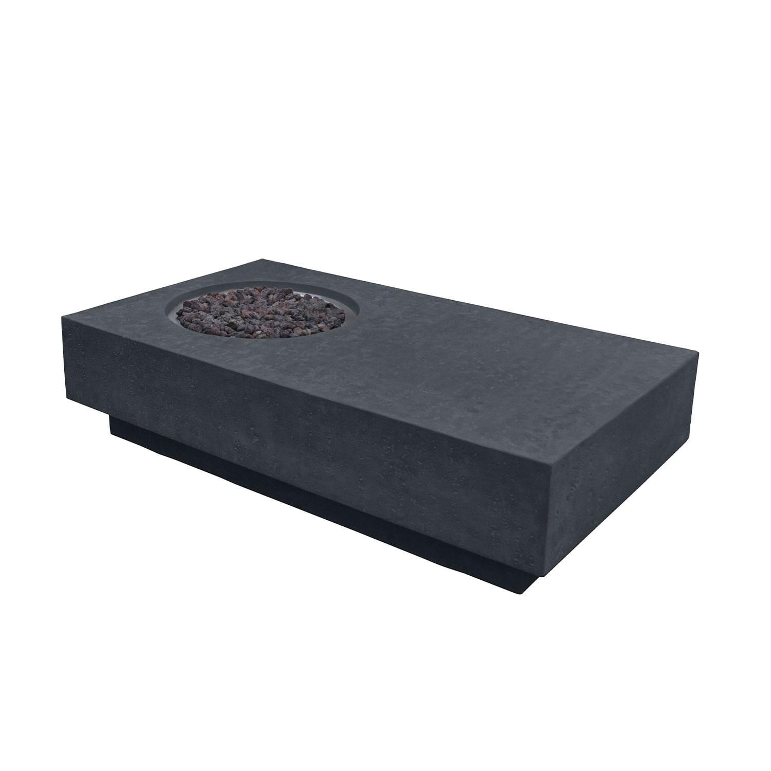 Modernview 56 Inch Rectangular Concrete Propane Fire Pit Table in Dark ...