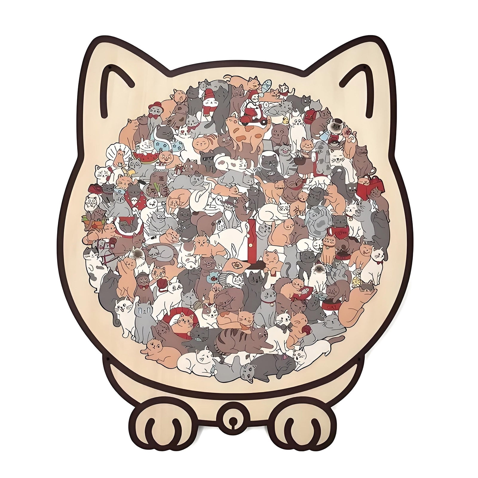Moderobot 135-Piece Morandi-Colored Cat Shaped Wooden Jigsaw Puzzle ...