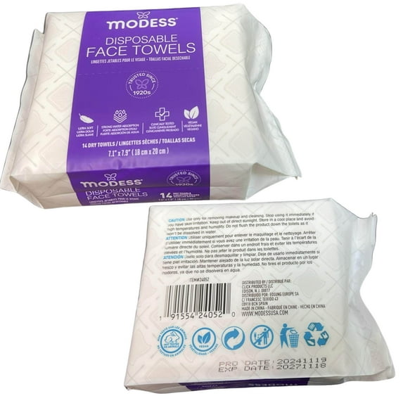 Modess Disposable Face Towels – 14CT - Walmart.com