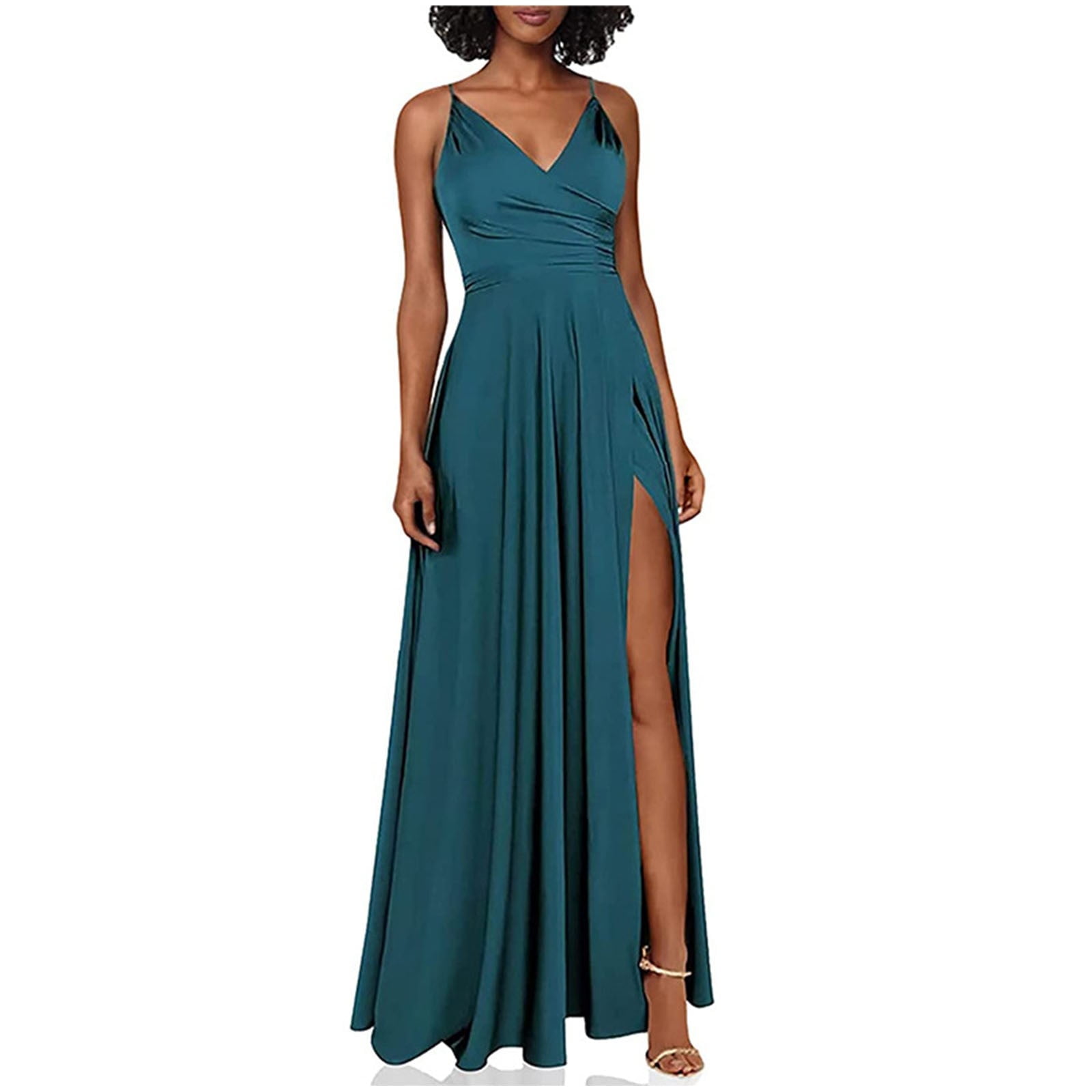 Modest Dresses Satin Bridesmaid Dresses for Women Wedding Spaghetti ...