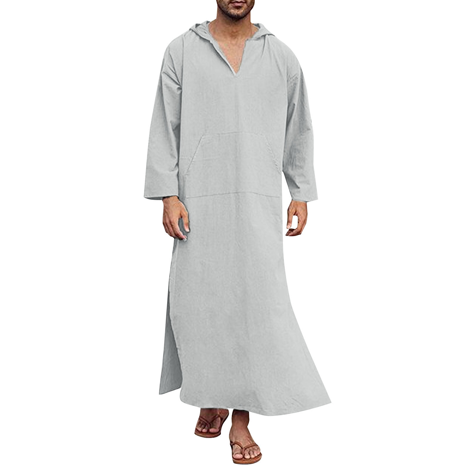 Modest Dresses for Women Arab Casual Long Sleeve Hooded Pocket Loose ...