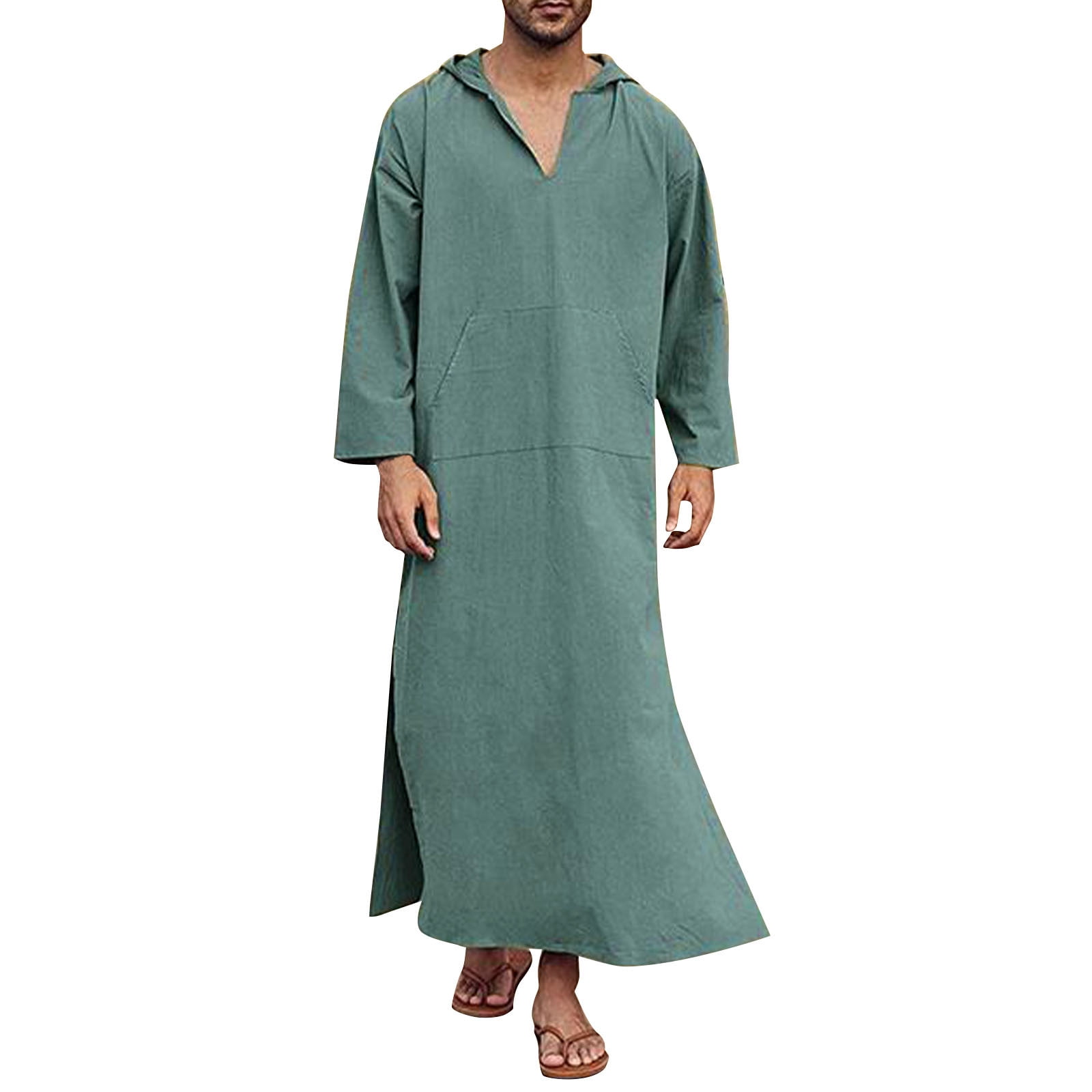 Modest Dresses for Women Arab Casual Long Sleeve Hooded Pocket Loose ...