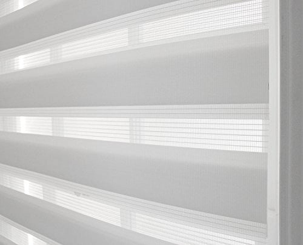 Modesta Collection Set of 2 White Cordless Sheer Double Layered Fabric ...