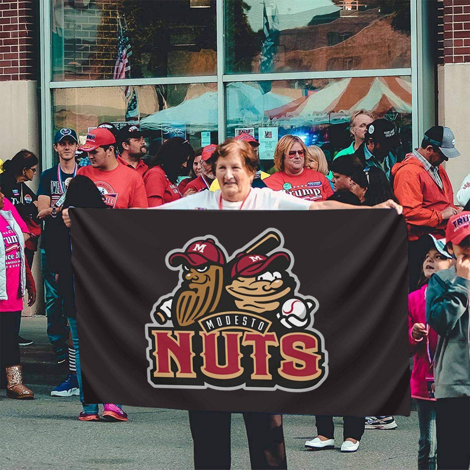 Modesto Nuts Flag 3x5 Outdoor ,Sewn Stripes, Stronger Brass Grommets ...