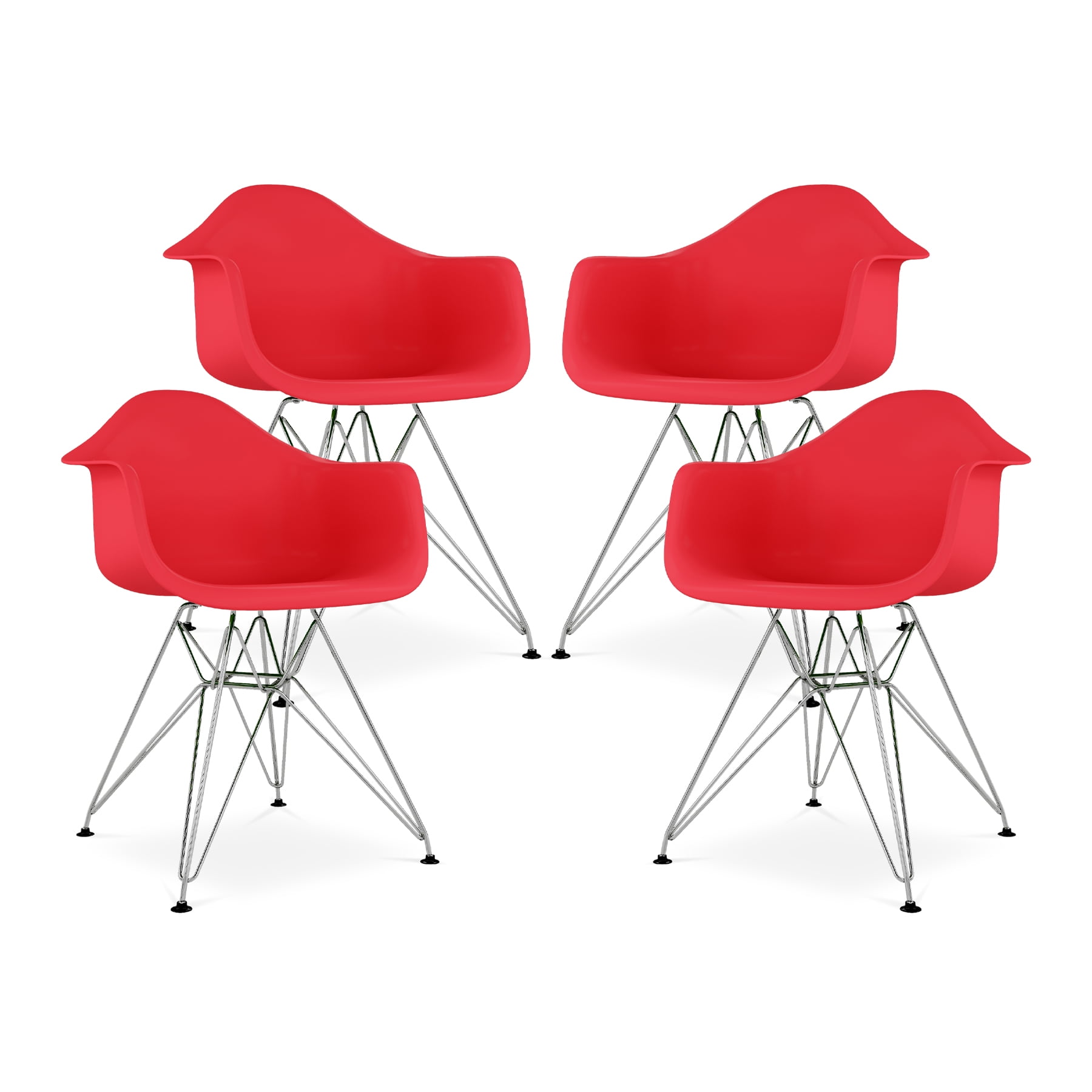 Modholic Eiffel Armchair With Steel Legs, Red (Set Of 4) - Walmart.com