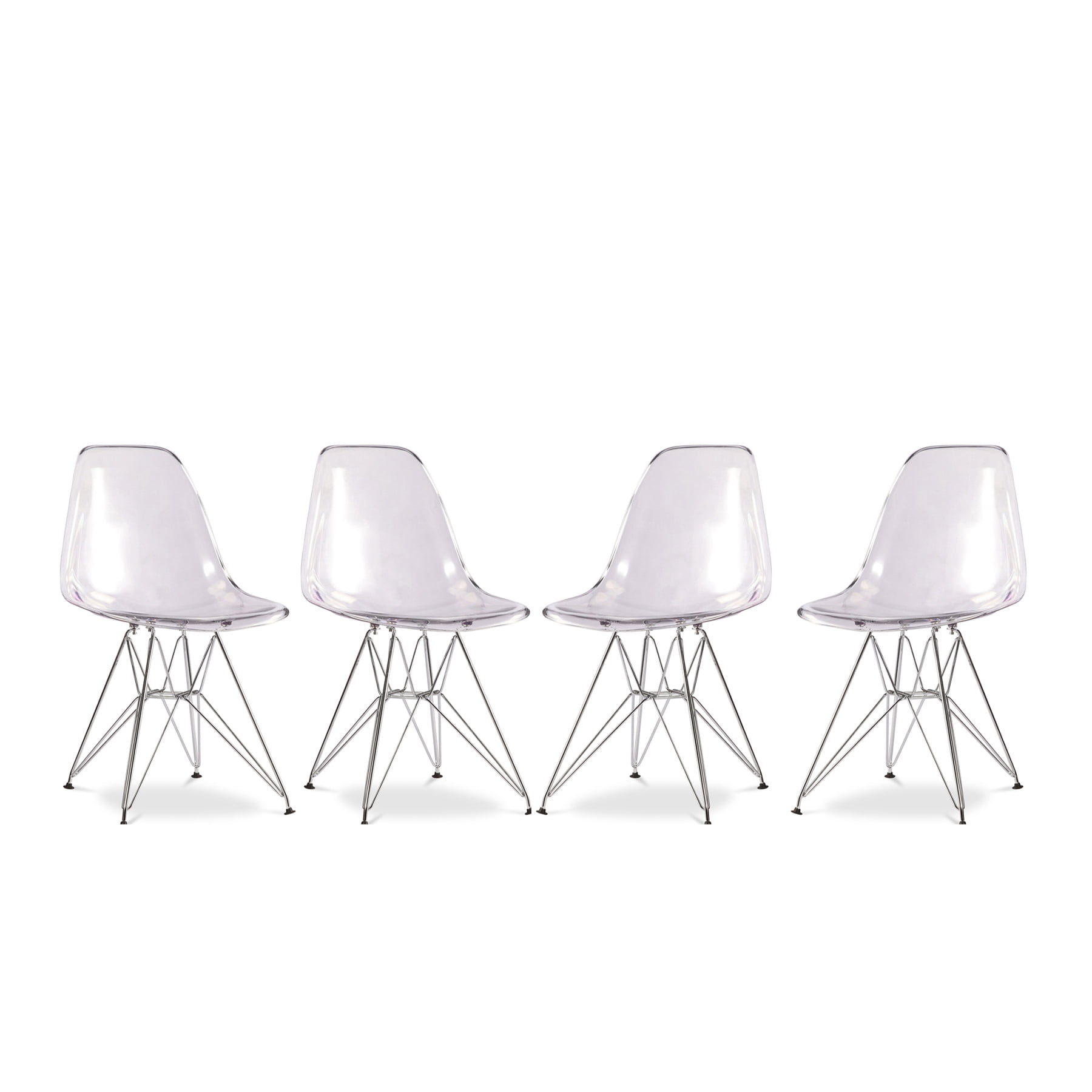 Modholic Eiffel Chair With Steel Legs, Clear (Set Of 4) - Walmart.com