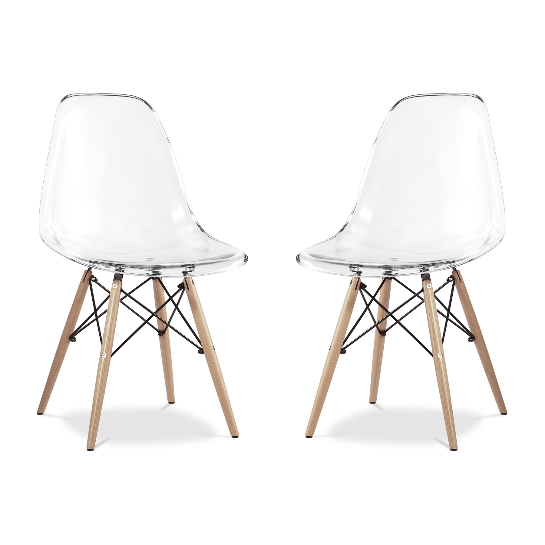 Modholic Eiffel Chair With Wood Legs, Clear (Set Of 2) - Walmart.com