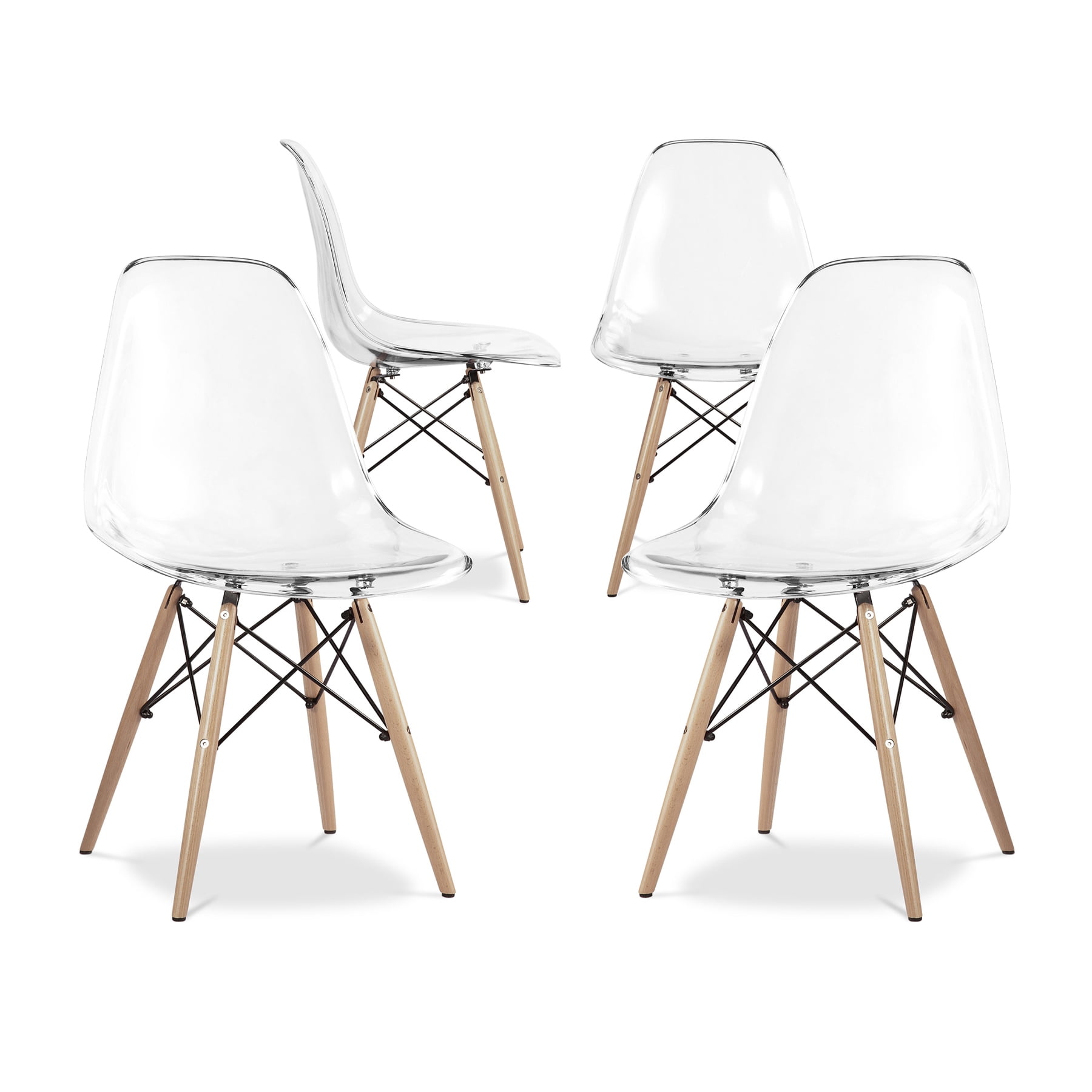 Modholic Eiffel Chair With Wood Legs, Clear (Set Of 4) - Walmart.com