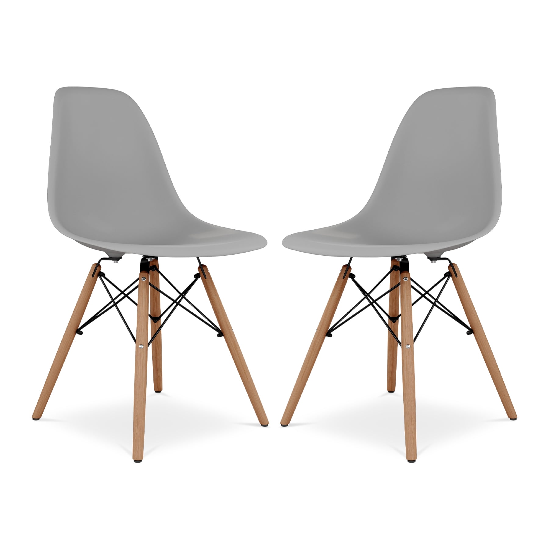 Modholic Eiffel Chair With Wood Legs, Gray (Set Of 2) - Walmart.com
