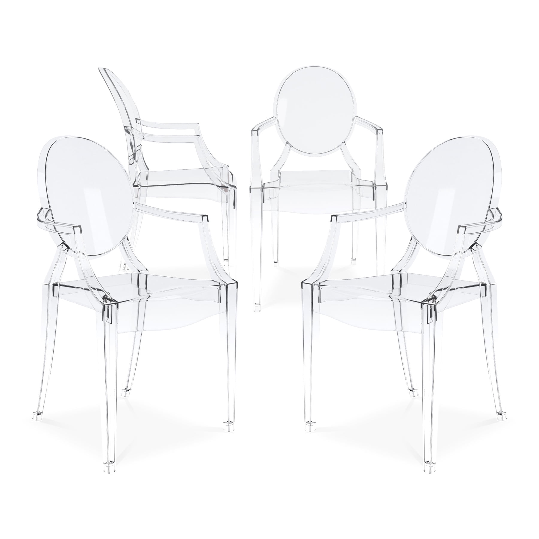 Modholic Ghost Armchair, Clear (Set Of 4) - Walmart.com