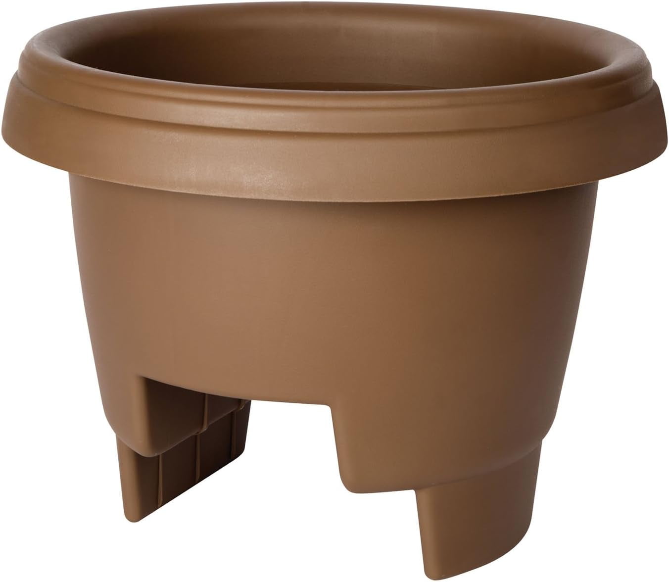 Modica Deck Rail Round Planter: 12" - Chocolate - Matte Finish, Fits ...