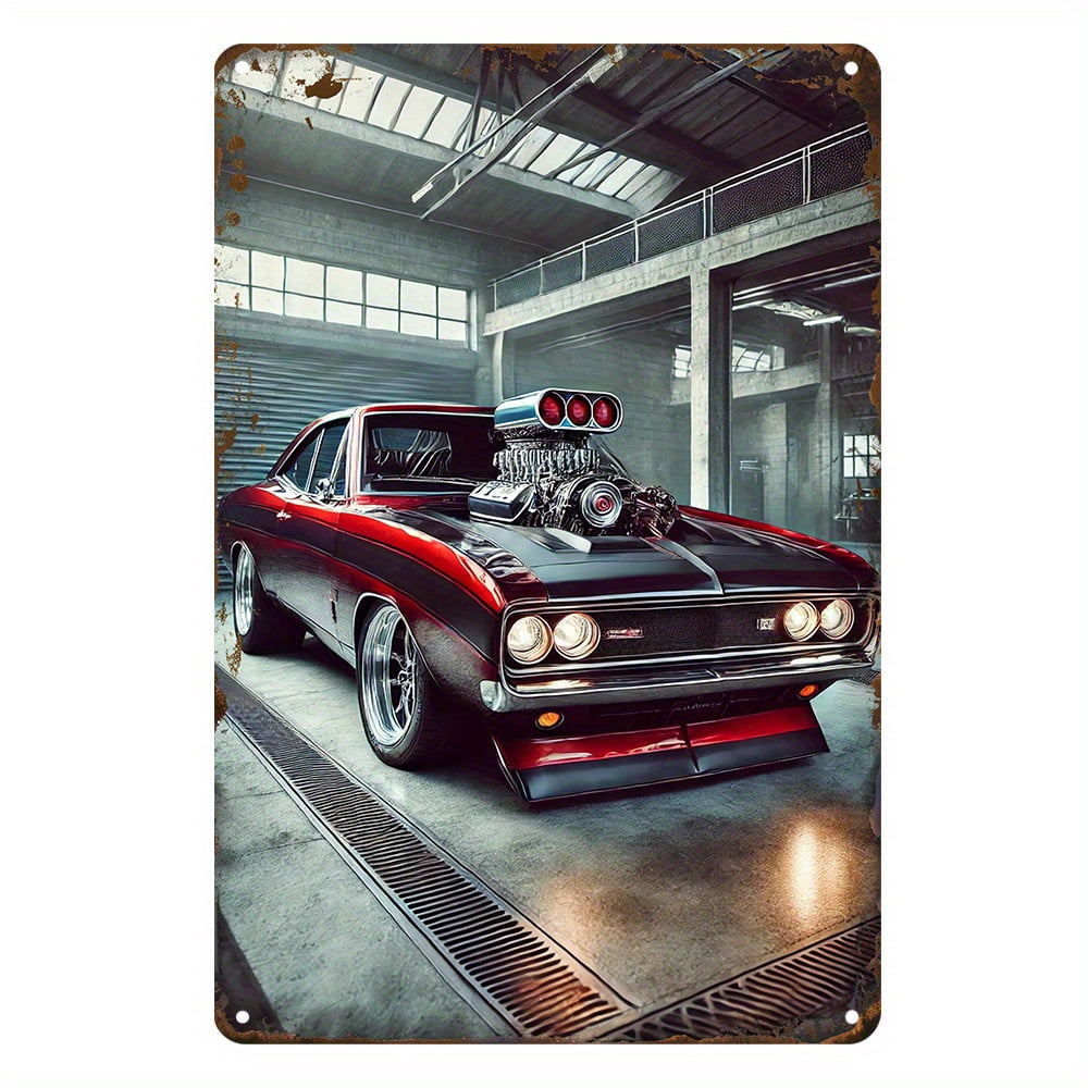 Modified Muscle Sports Car Metal Tin Wall Sign for Room Decoration ...