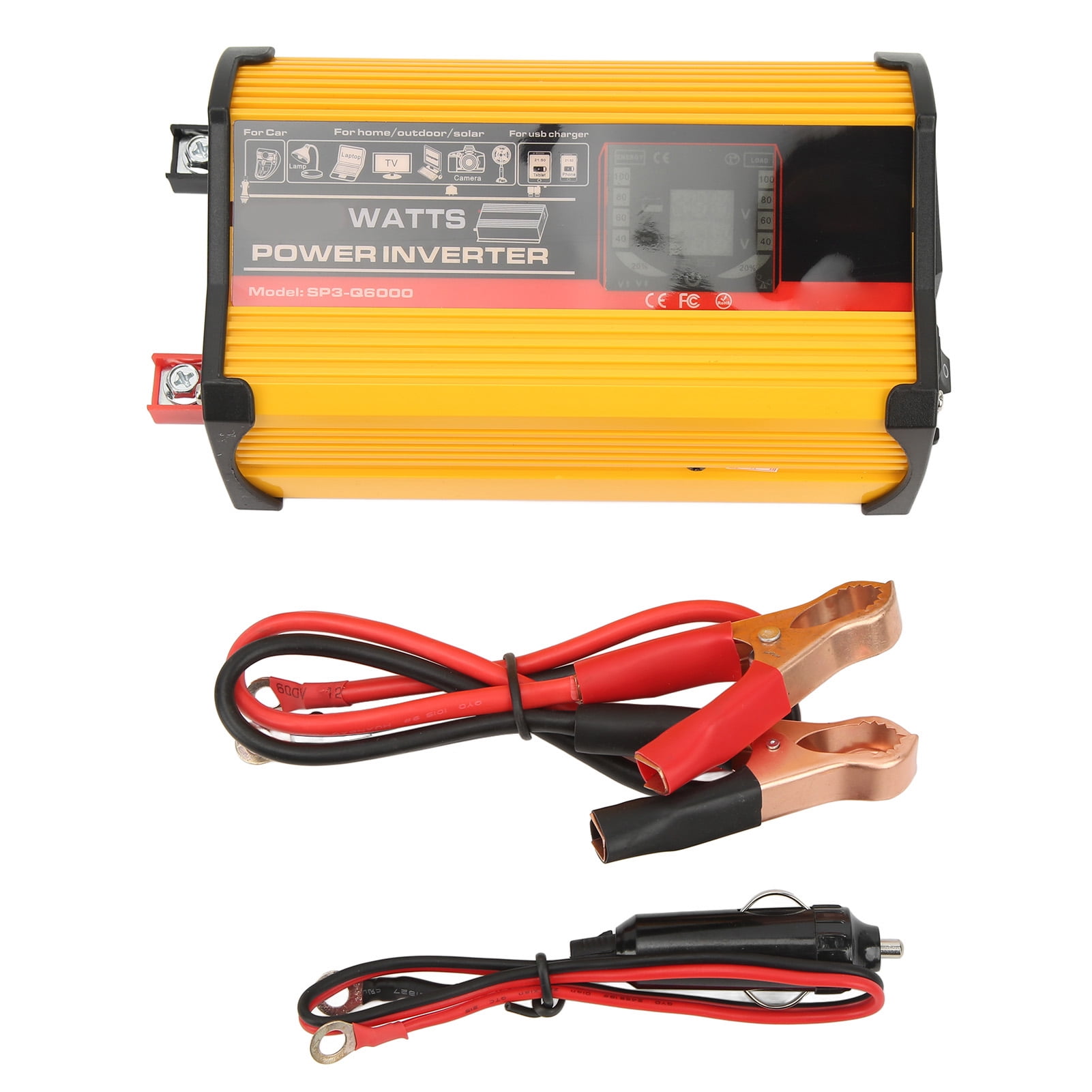 Modified Sine Wave Inverter 12V to 220V Power Inverter Charger LCD ...