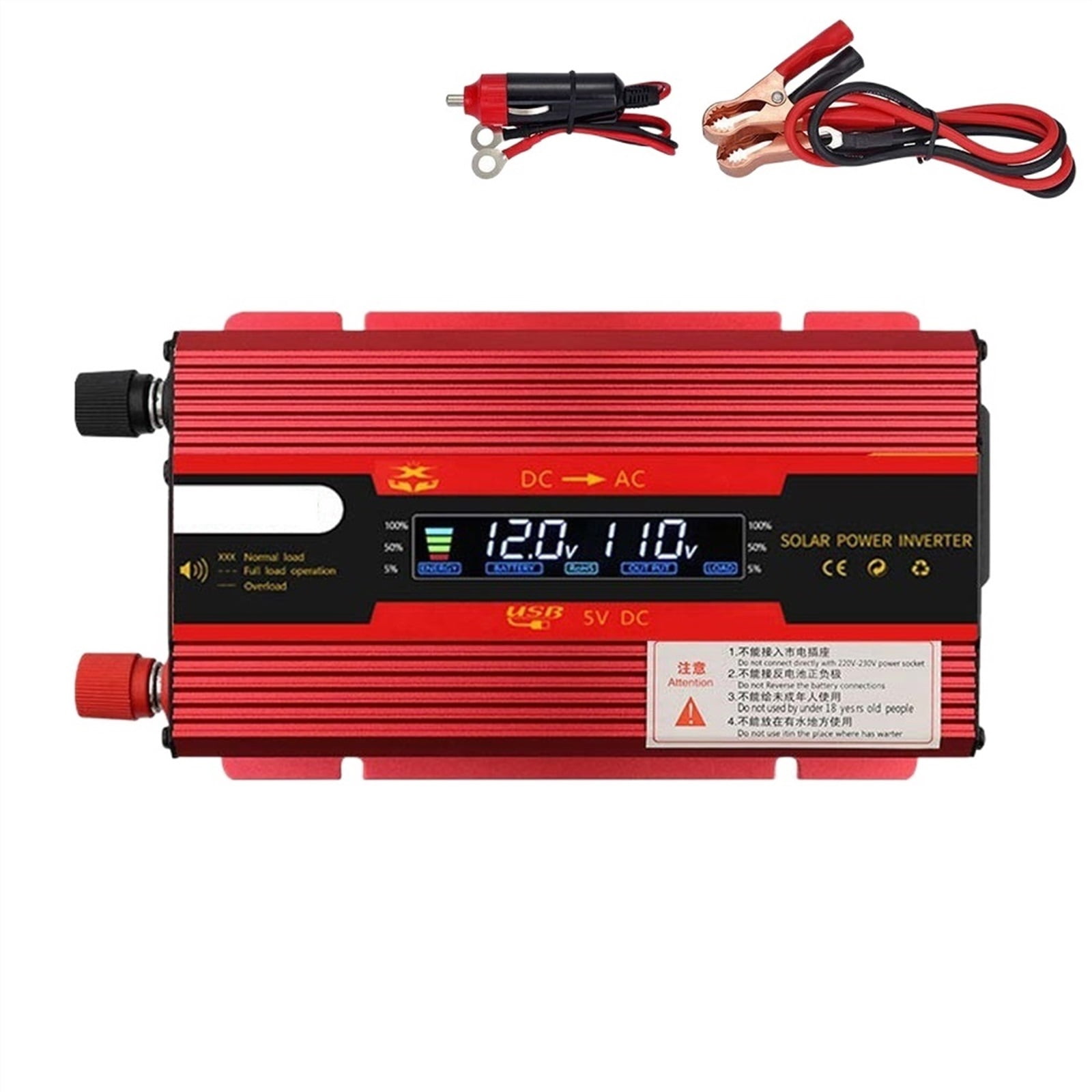 Modified Sine Wave Power Inverter LCD 12V/24V To 220 110 Converter ...