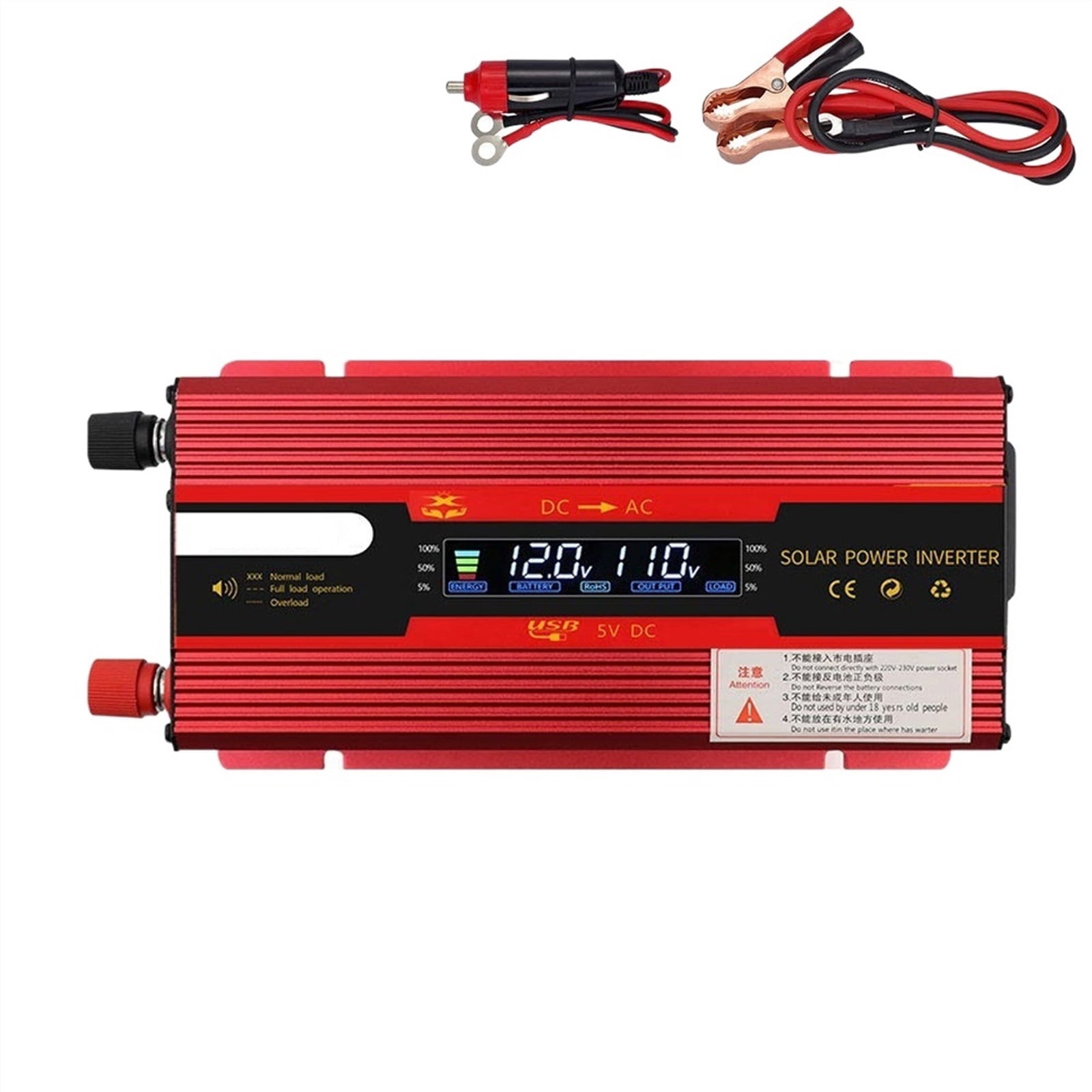 Modified Sine Wave Power Inverter LCD 12V/24V To 220 110 Converter ...