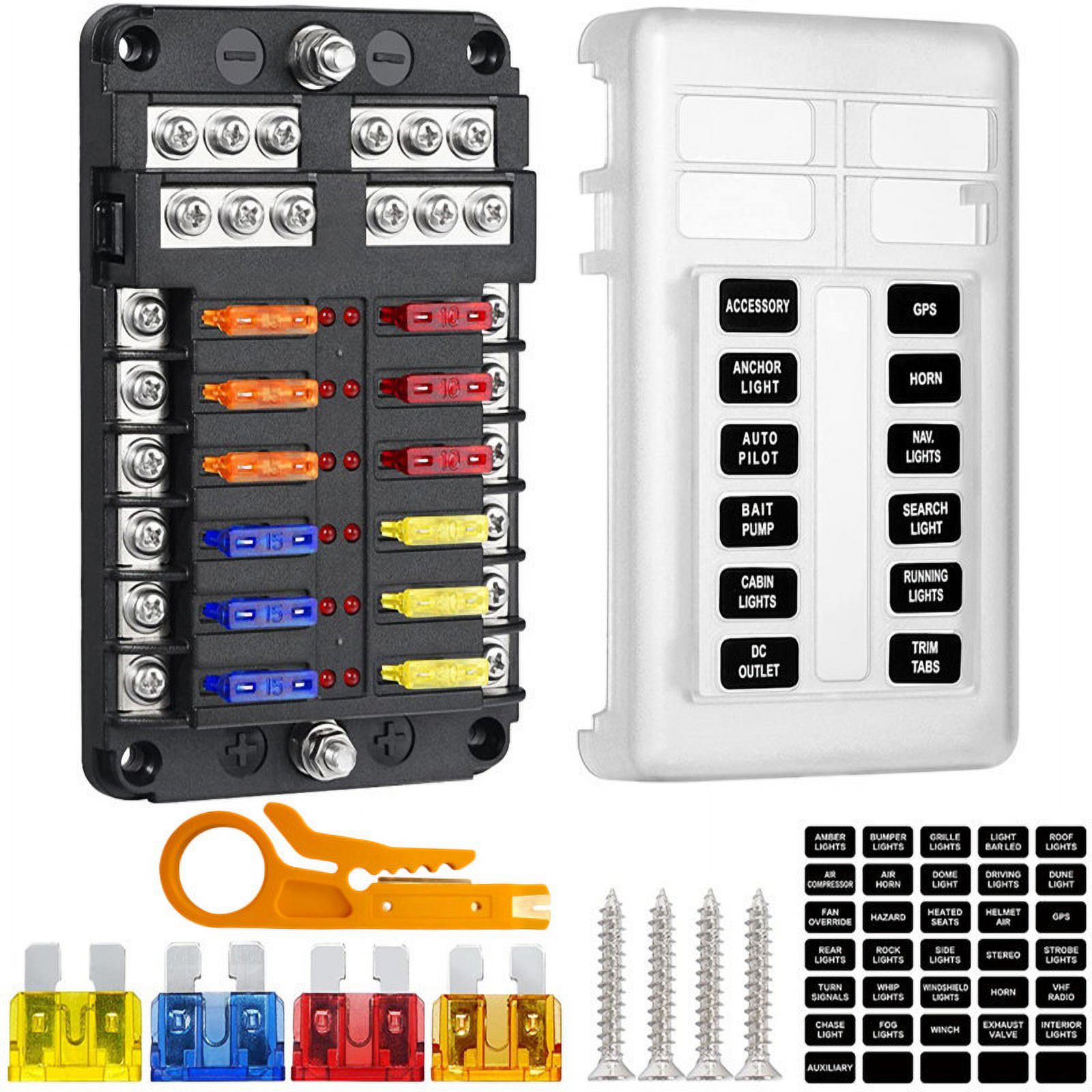 Modified multi-channel Fuse Box 12-way positive and negative pole car ...