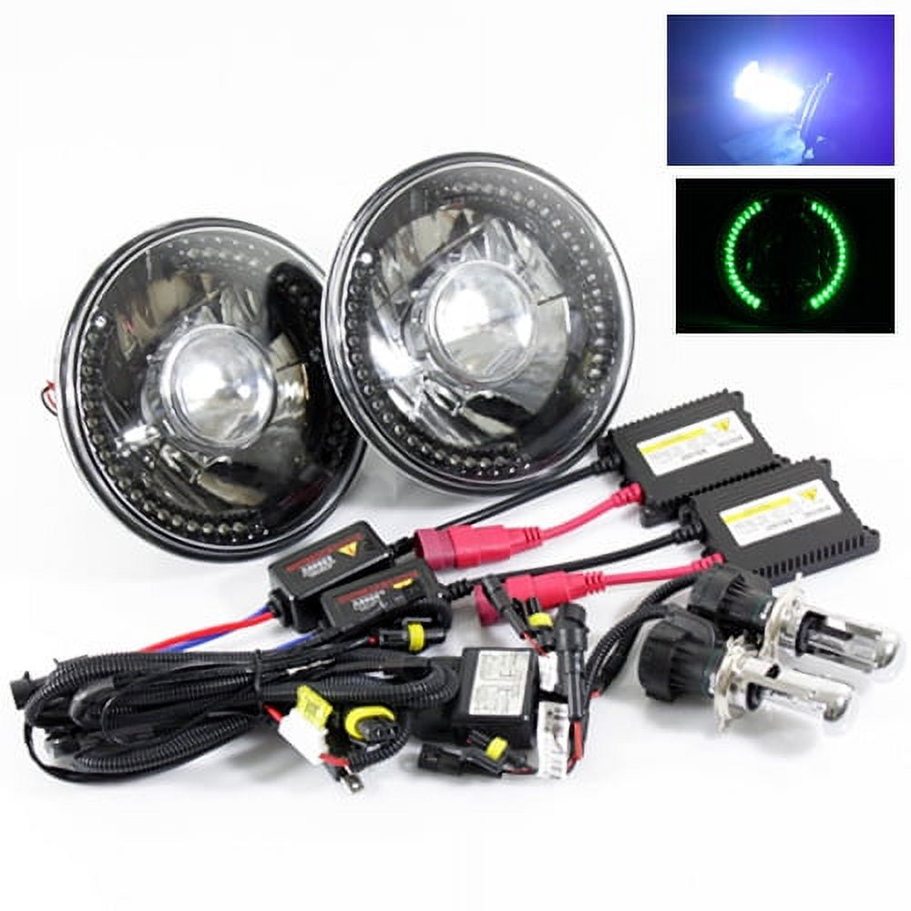 ModifyStreet 10000K H4-3 Bi-Xenon Hi/Low HID + Green LED Ring H6014 ...