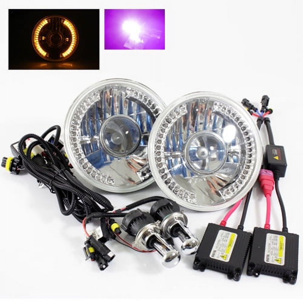 ModifyStreet 12000K H4-3 Bi-Xenon Hi/Low HID + Yellow LED Ring H6014 ...
