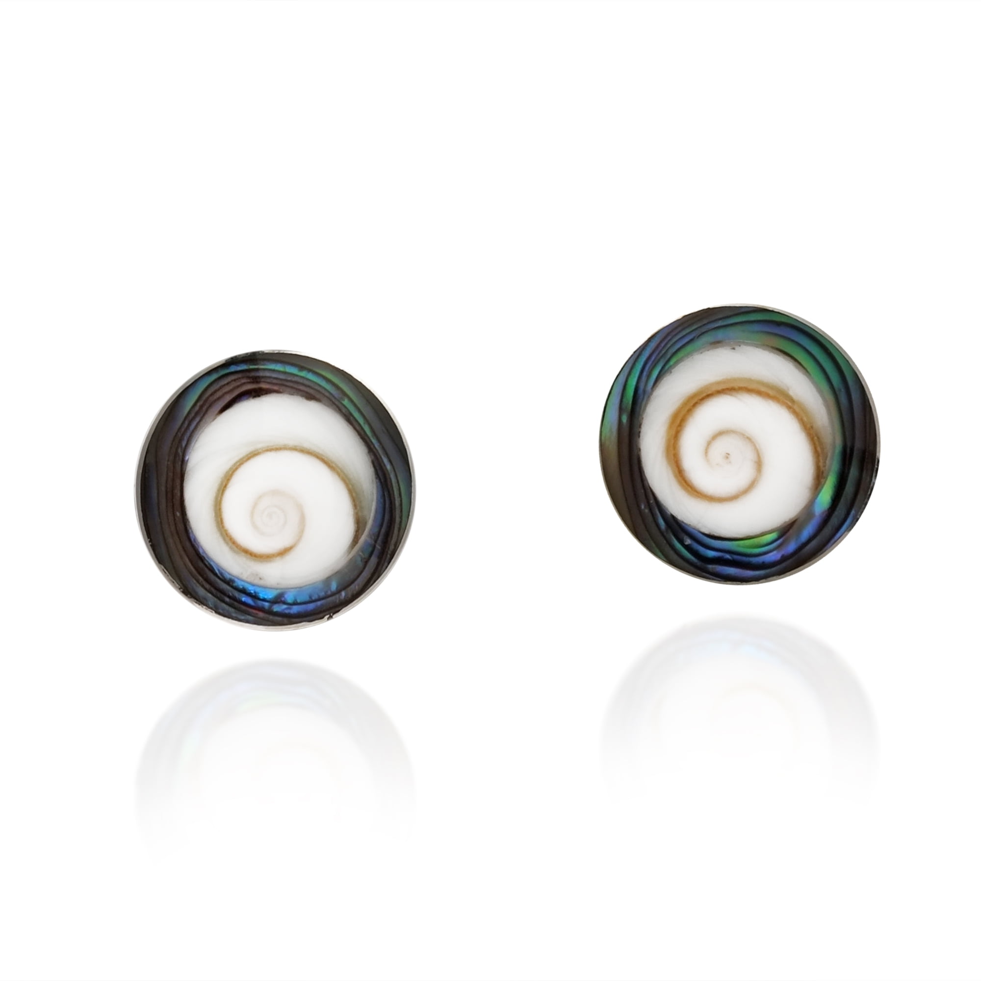Modish Round Rainbow Abalone Shell Swirl Shiva .925 Sterling Silver ...