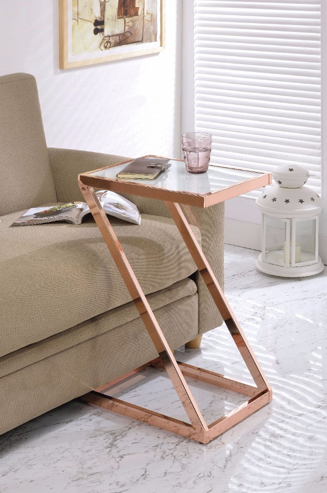 Modish Side Table, Frosted Glass & Copper - Walmart.com
