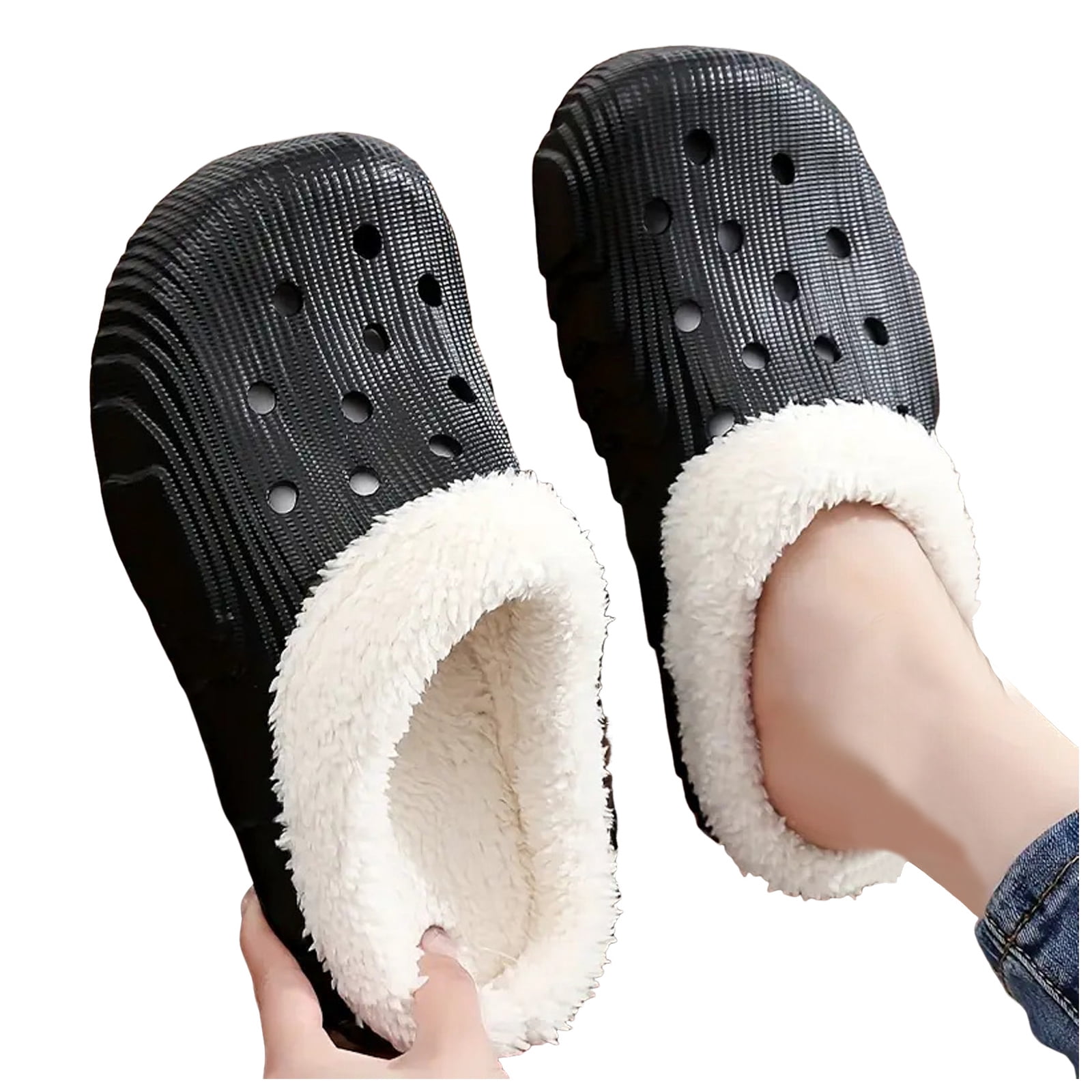 Modisza Women's Fleece Lined Clogs Winter Slip on Garden Shoes Fuzzy ...