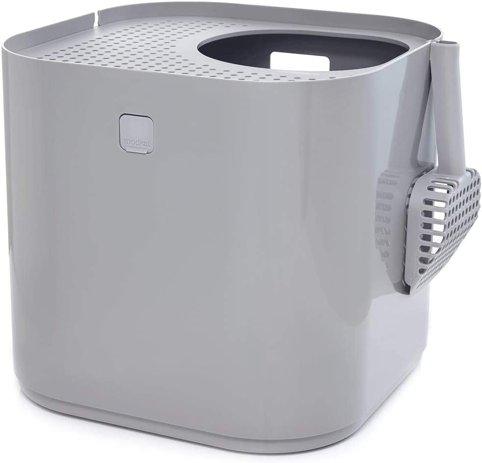 Modkat® Litter Box, Top-Entry, Includes Scoop and Reusable Liner - Gray ...