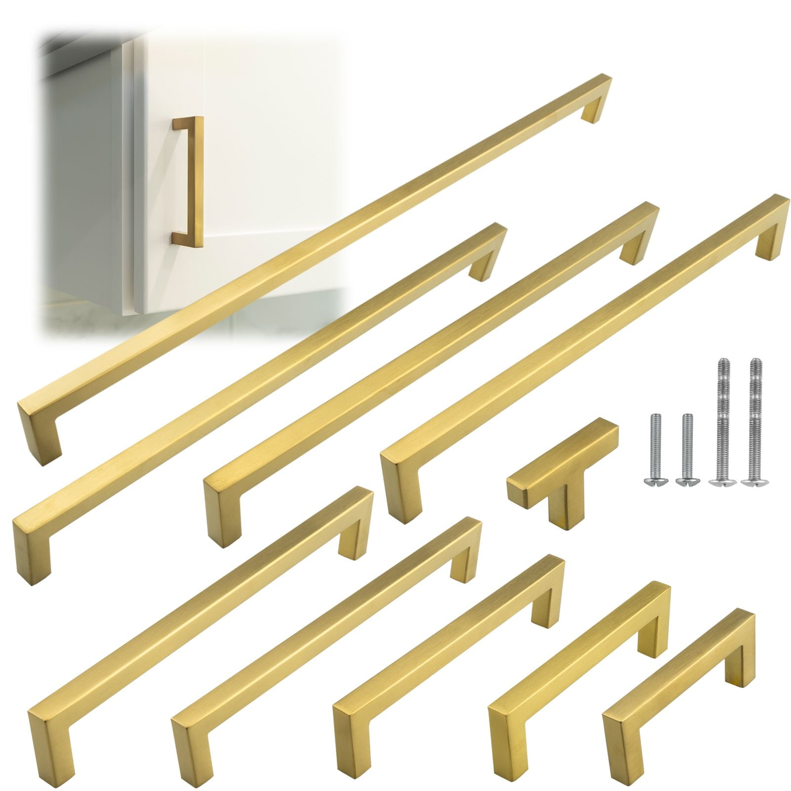 Modket M1603 Modern Euro Square Cabinet Handle 304 Stainless Steel — 3 ...