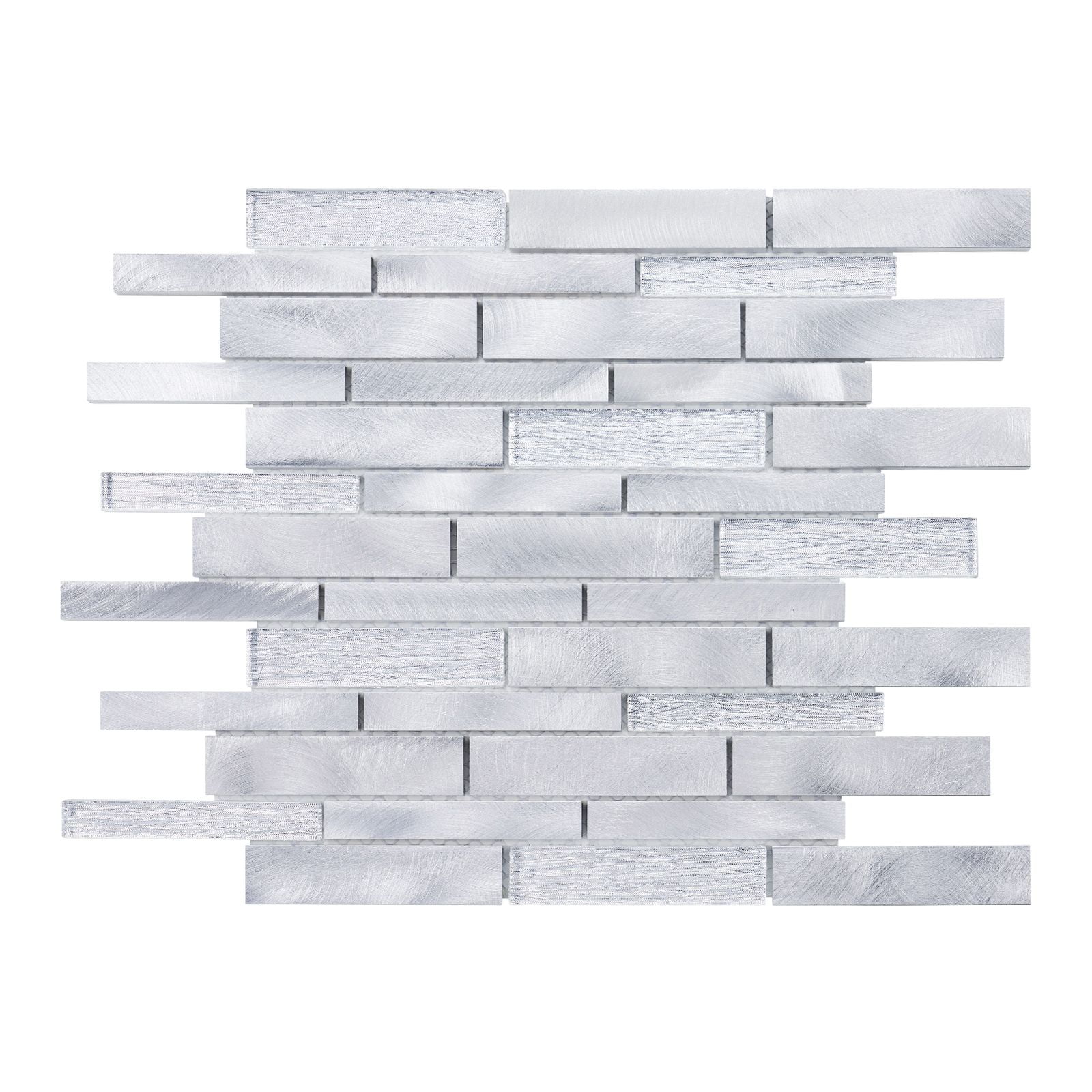 Modket TDH487AL Silver Aluminum Metallic Infused Crystal Glass Mosaic ...