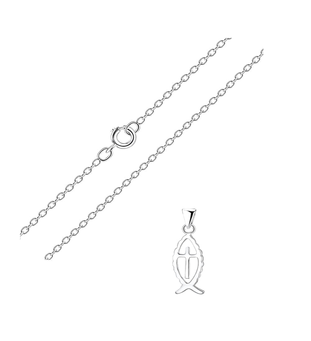 Modlines .925 Sterling Silver Ichthys Jesus Christian Fish Jewelry ...