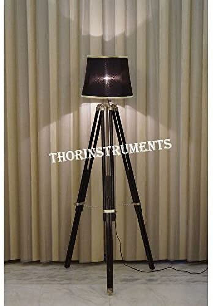 Modren Home Decor Vintage Chrome Black Wood Tripod Floor Lamp Stand By ...