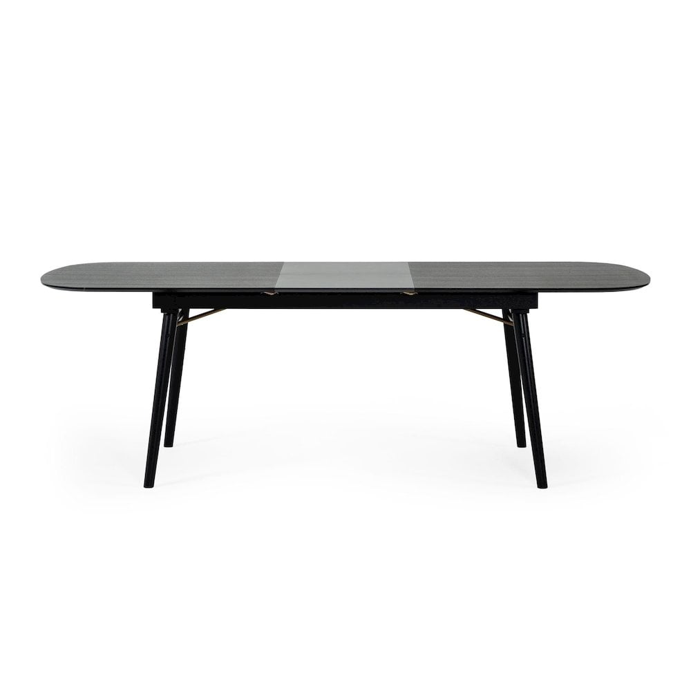 Modrest Addax 71" Modern Solid Wood Extendable Dining Table in Black ...
