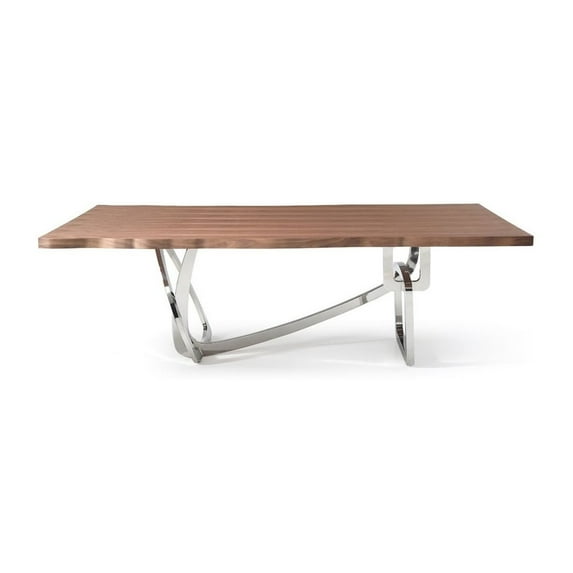 Modrest Addy Modern Walnut & Stainless Steel Dining Table - Walmart.com