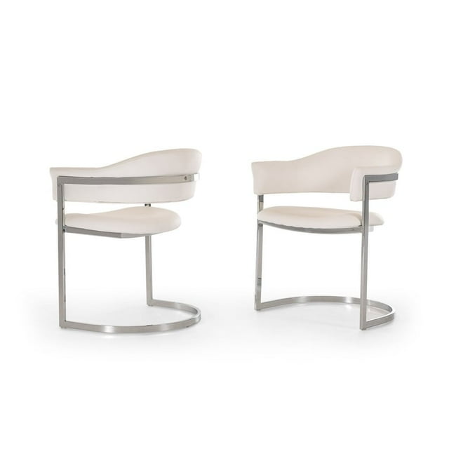 Modrest Allie Contemporary Upholstered White Leatherette Kitchen Dining ...