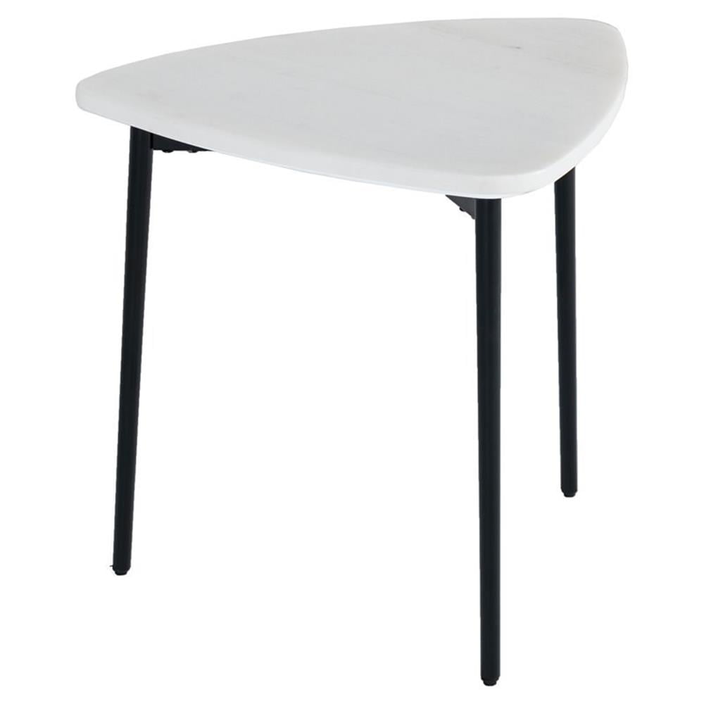 Modrest Andros Contemporary Metal & Marble End Table in Black/White ...