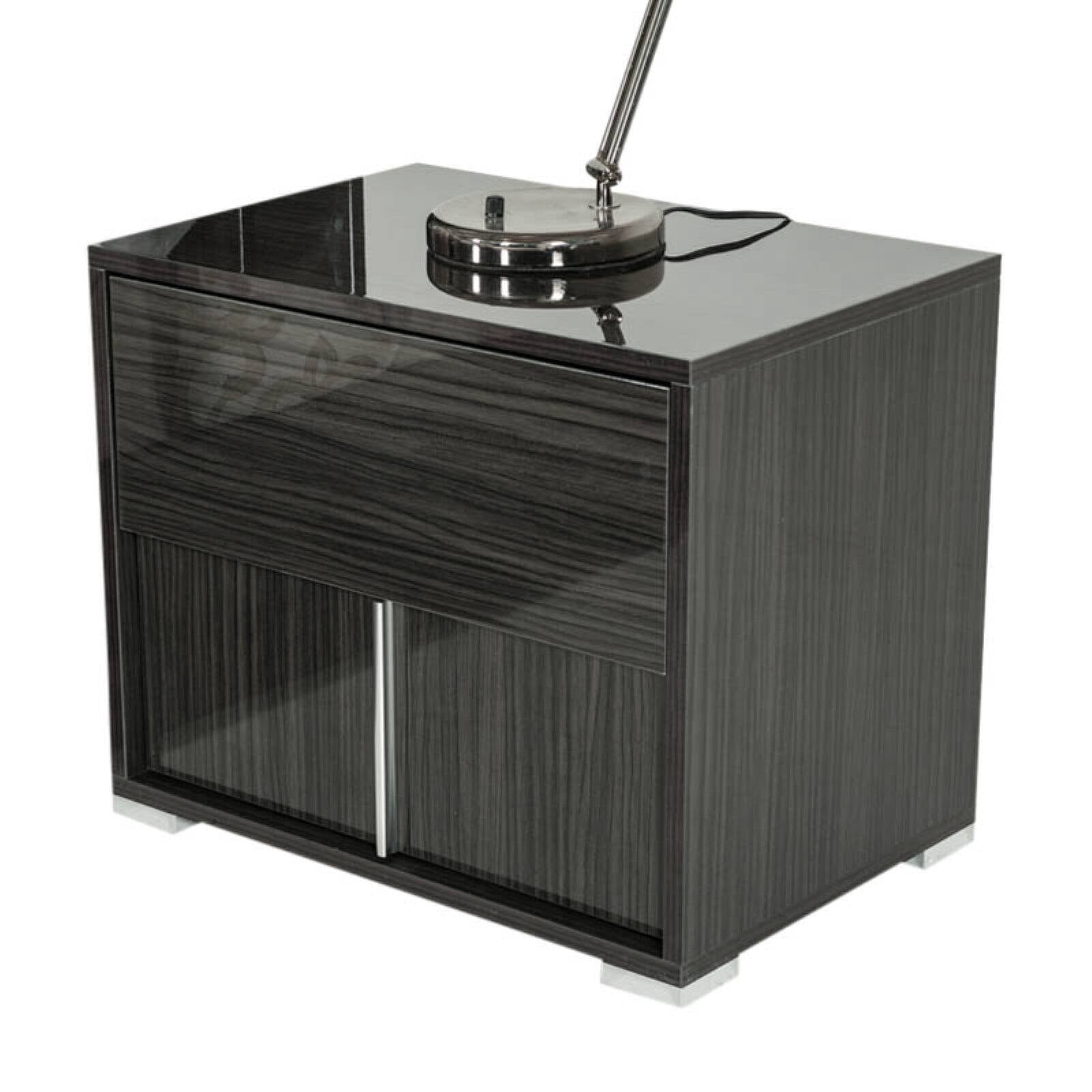 Modrest Ari 2-Drawer Soft Closing Modern Gray MDF Wood Nightstand, 24W ...