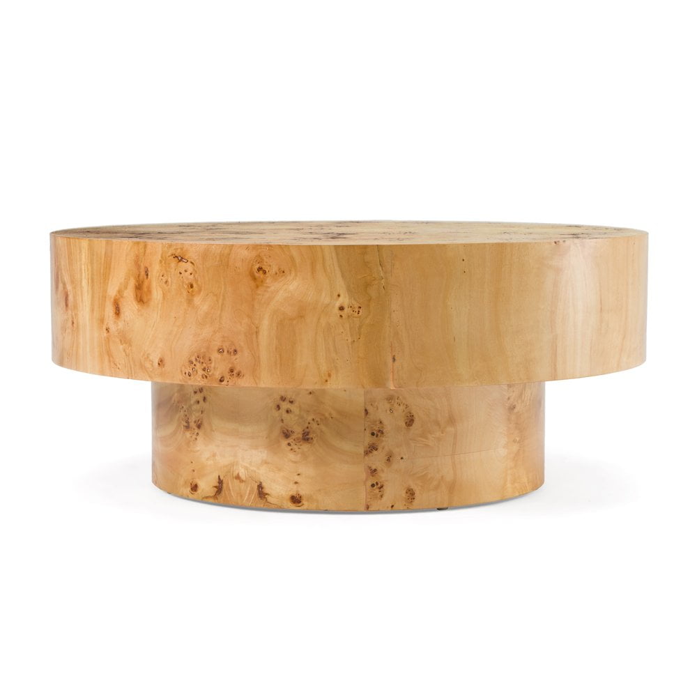 Modrest August - Modern Burl Round Coffee Table - Walmart.com