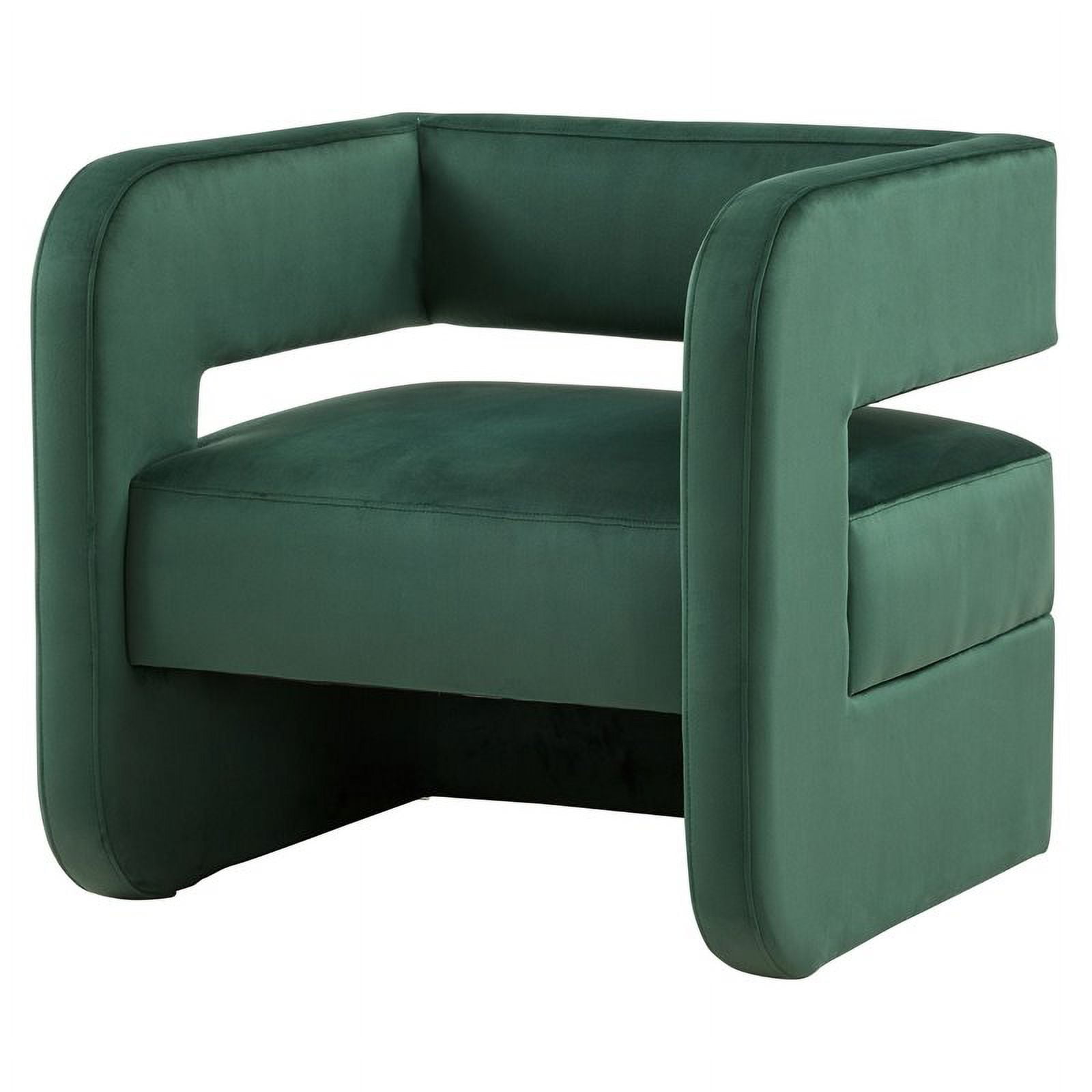 Modrest Brenda U-Shape Modern Velvet & Leather Accent Chair in Green ...