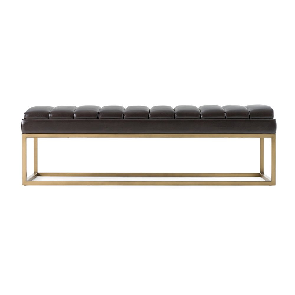 Modrest Bridger - Modern Black Vegan Leather + Brass Dining Bench ...