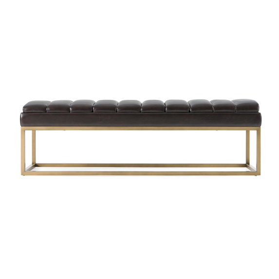 Modrest Bridger - Modern Black Vegan Leather + Brass Dining Bench ...