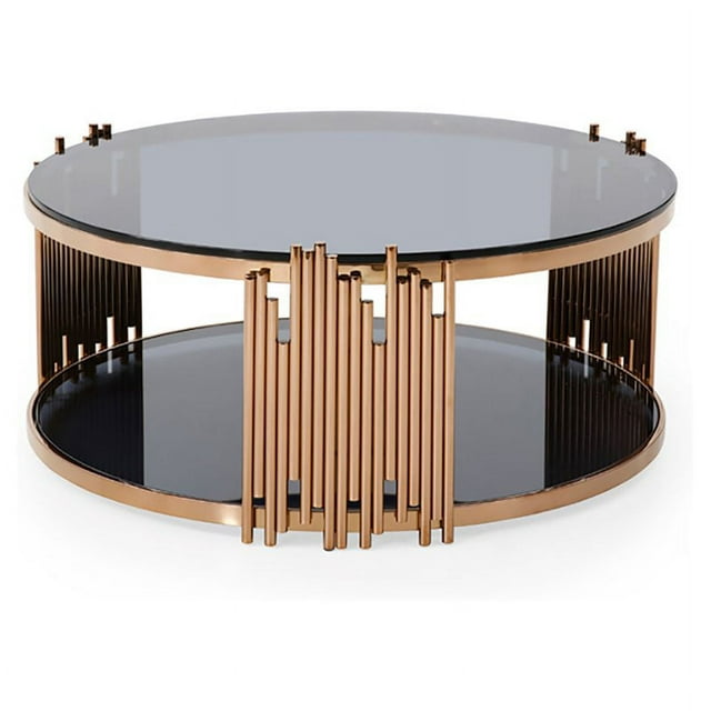 Modrest Bryce 39" Modern Stainless Steel & Glass Coffee Table in Gold ...