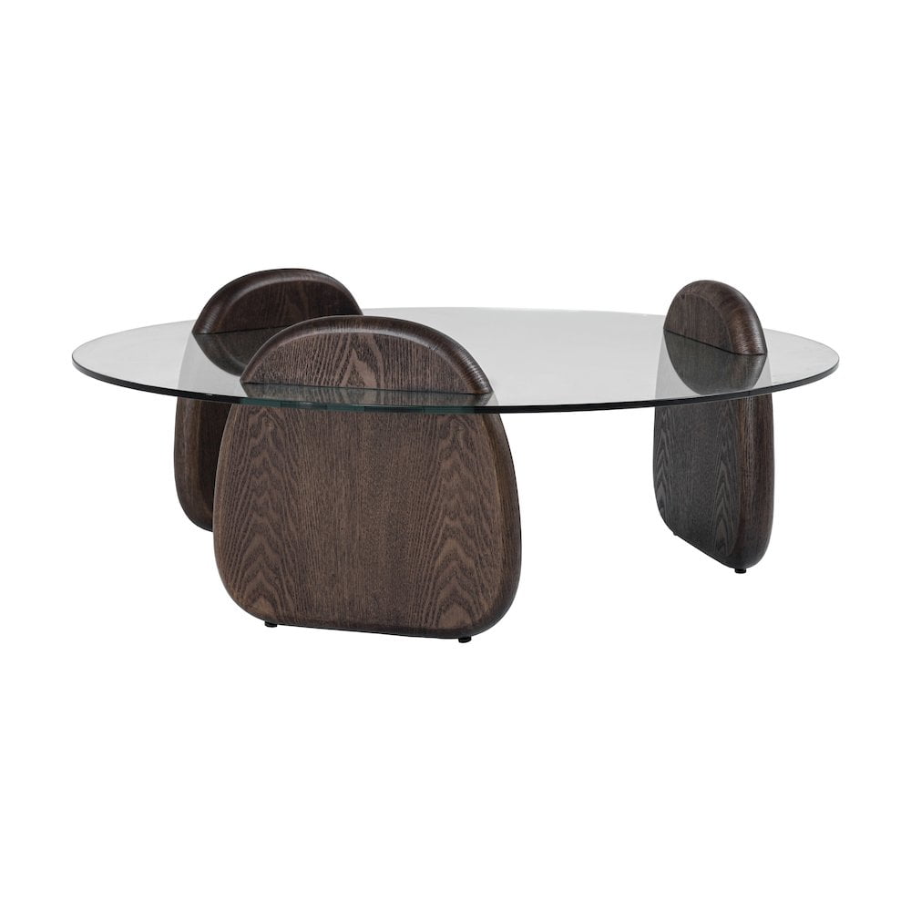 Modrest Buxton - Mid-Century Modern Glass + Dark Walnut Coffee Table - Walmart.com