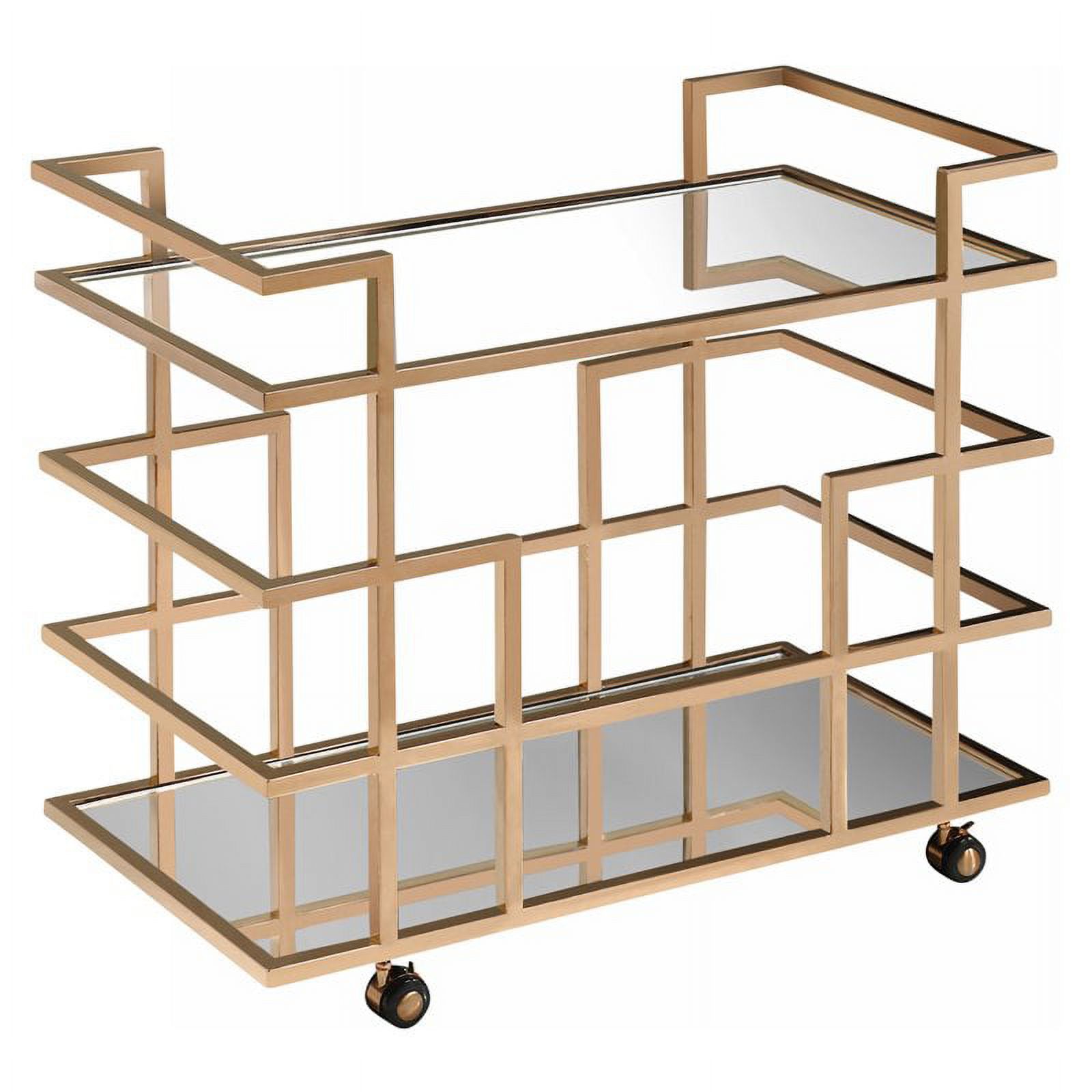 Modrest Caleb Stainless Steel and Glass Bar Cart in Rose Gold/Clear ...