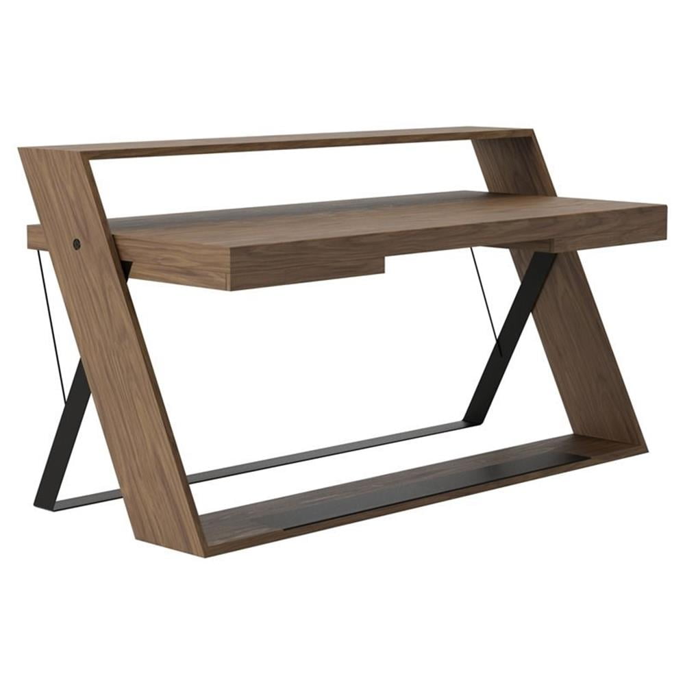 Modrest Carrie Modern Office Desk, MDF Wood & Black Metal, Cross Design ...