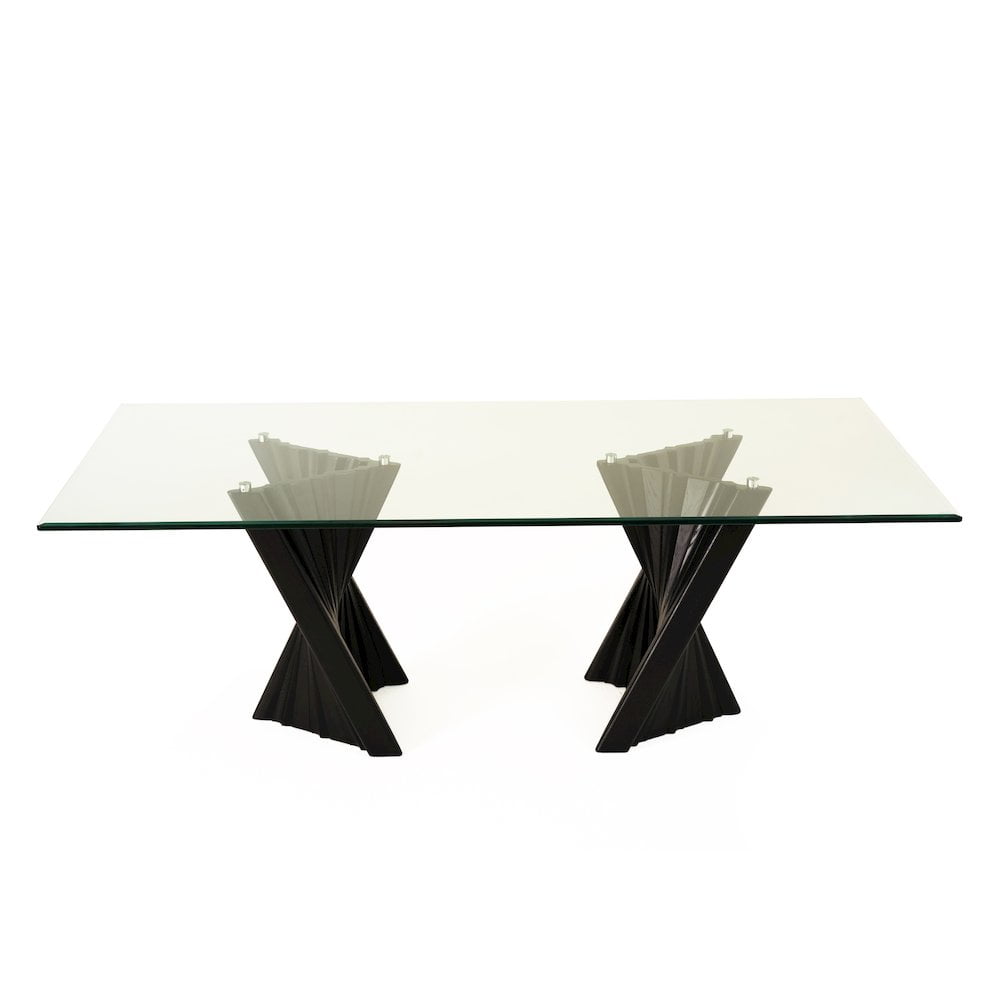 Modrest Corbin Mid-Century Black Ash & Glass Dining Table - Walmart.com
