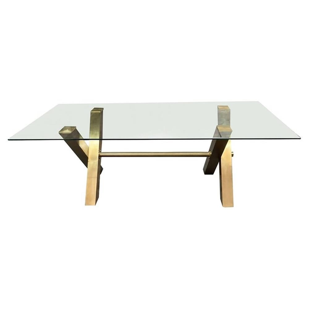 "Modrest Dandy Contemporary 86.5"" Glass & Stainless Steel Dining Table ...