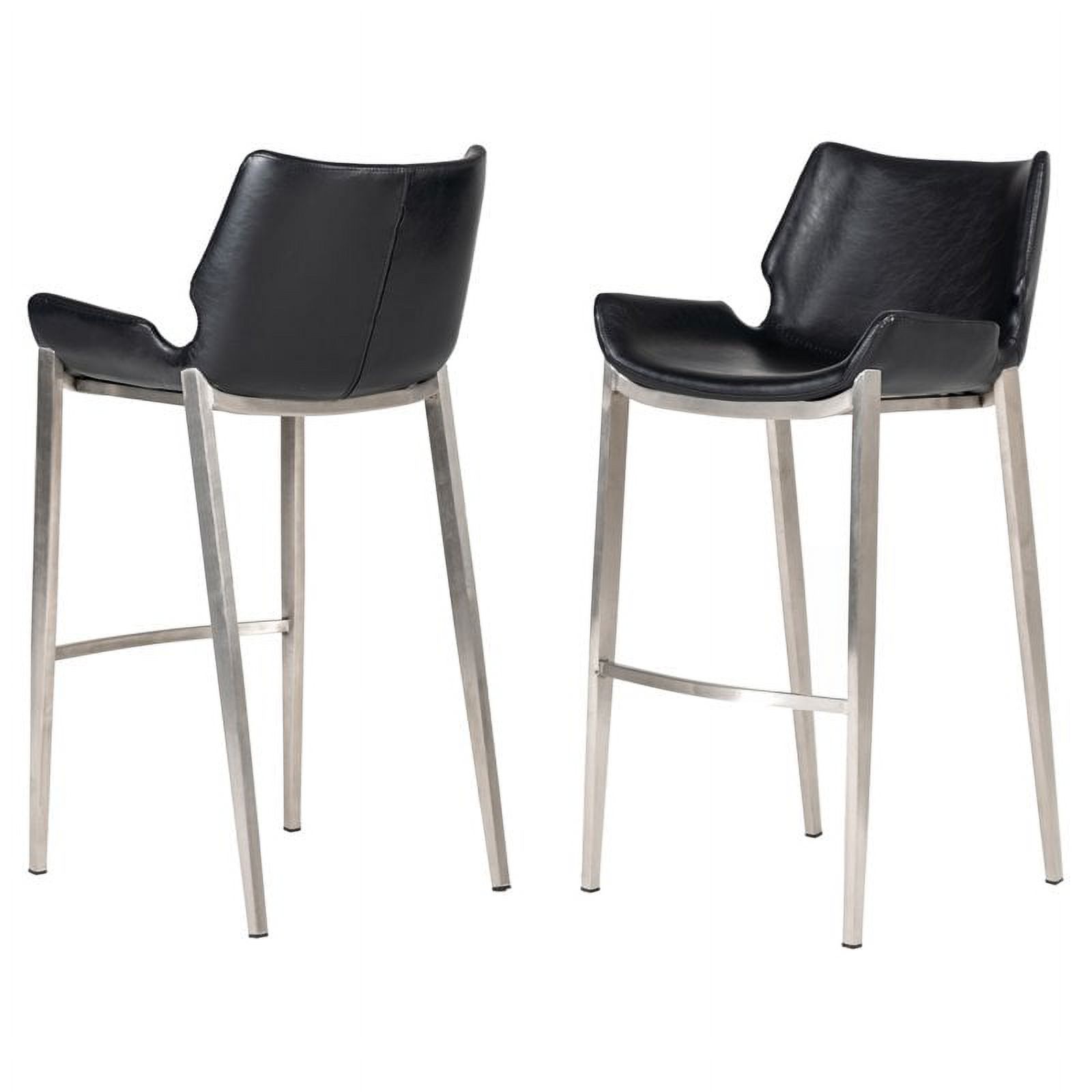 Modrest Dave 30" Eco-Leather & Stainless Steel Bar Stool in Black (Set ...